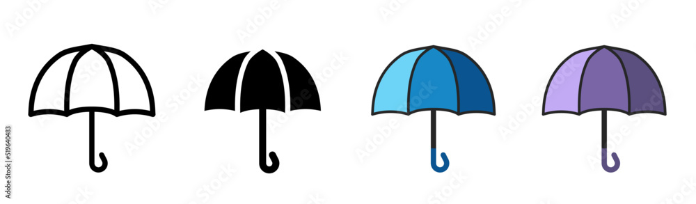 Cartoon umbrella. Set of vector umbrellas. Vector clipart isolated on ...