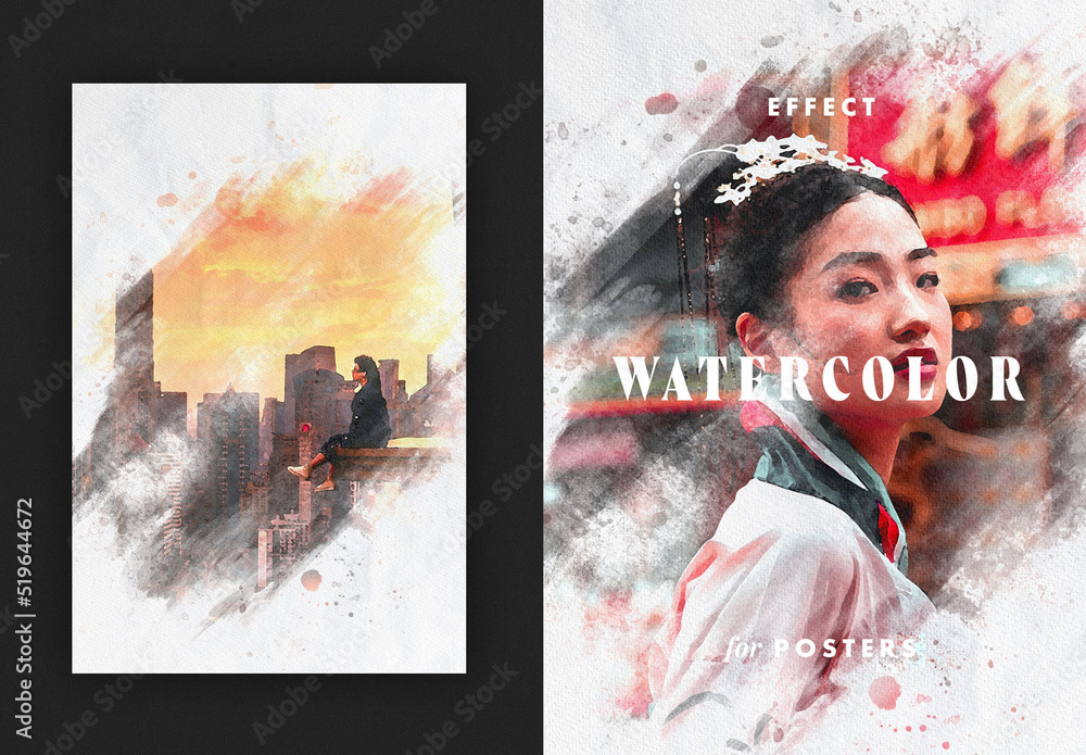 Watercolor Dreamy Poster Photo Effect Mockup Stock Template | Adobe Stock