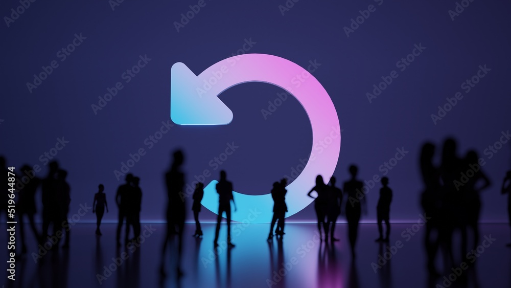 3d rendering people in front of symbol of undo alt on background Stock ...