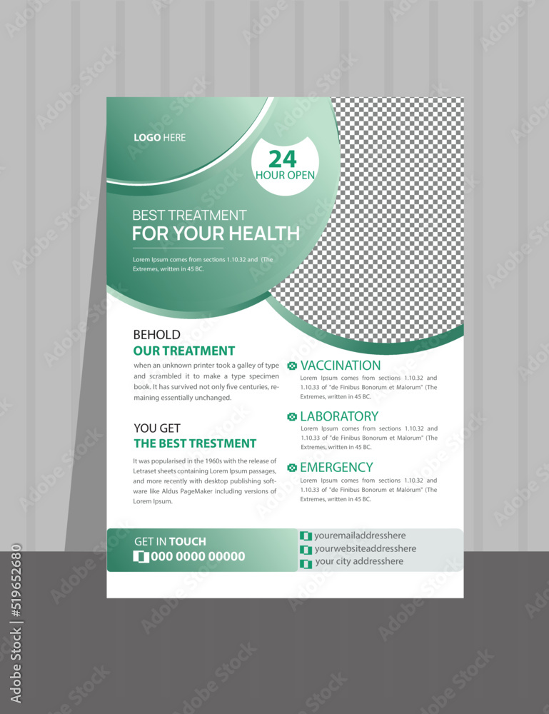 Medical flyer design, template, A4 size, 300dpi, file ready, clean and ...