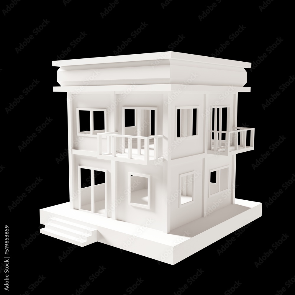 White House, modern style, 2-floor model Architecture Made from paper ...