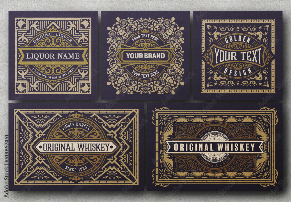 Set of 5 Vintage Labels for Packing Stock Template | Adobe Stock