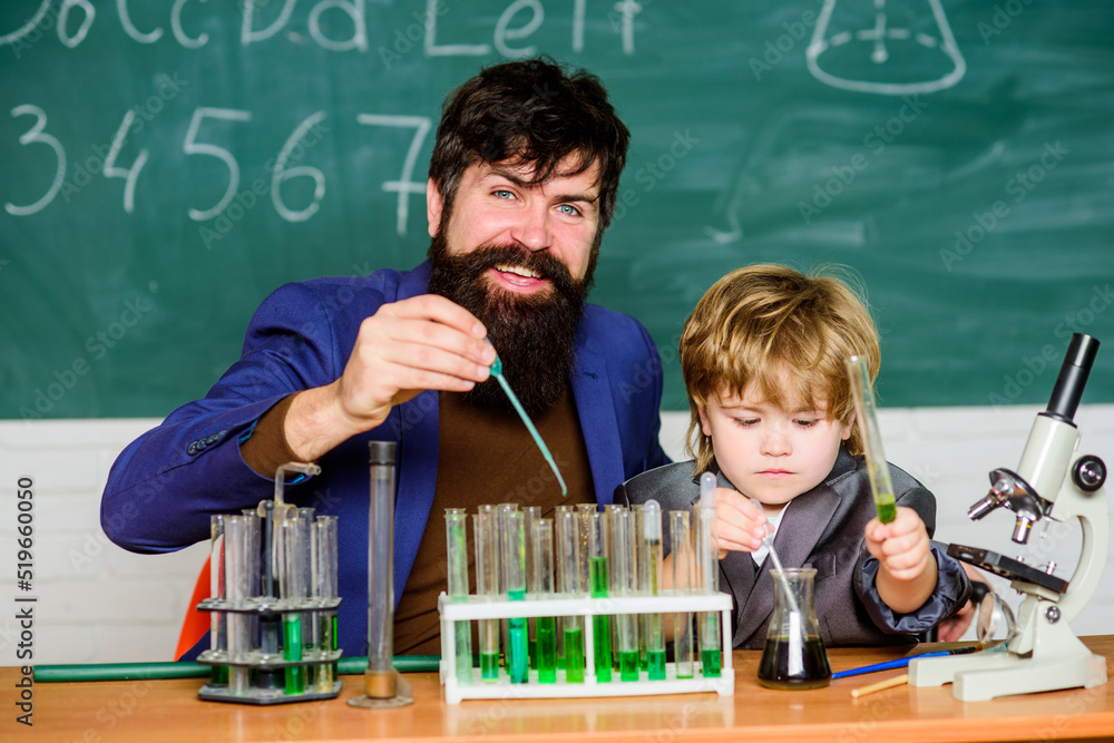 learning chemistry in school laboratory. Back to school. Scientist ...