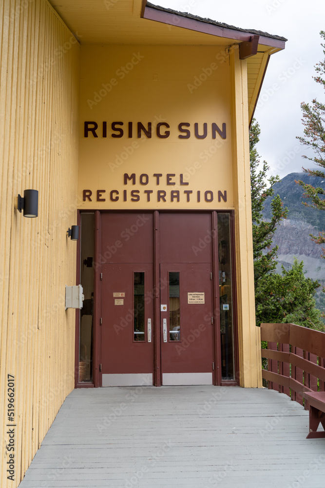 Montana, USA - July 4, 2022: Exterior doors and entrance to the Rising ...