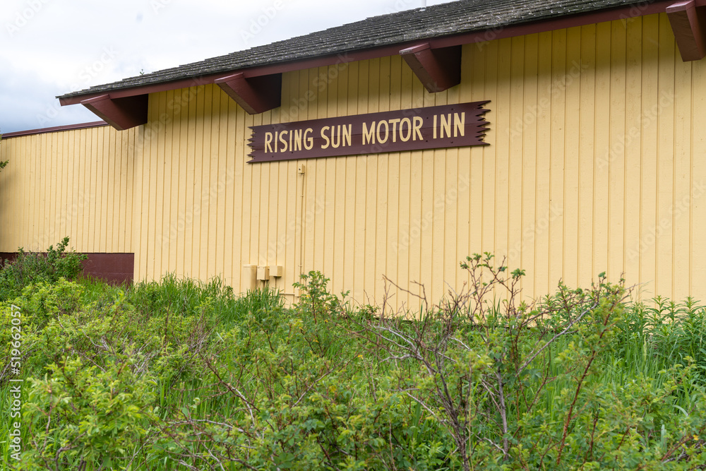Montana, USA - July 4, 2022: Exterior doors and entrance to the Rising ...
