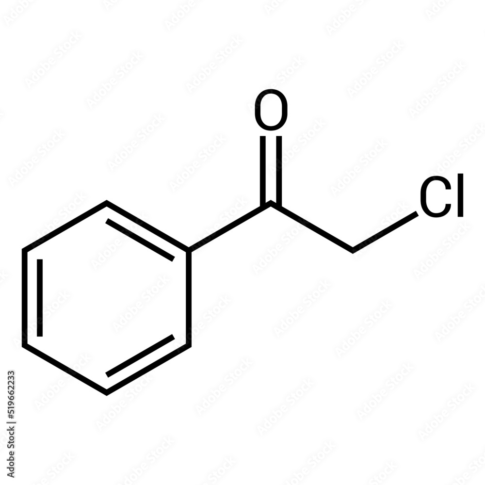 Vetor de chemical structure of Phenacyl chloride (C8H7ClO) do Stock ...