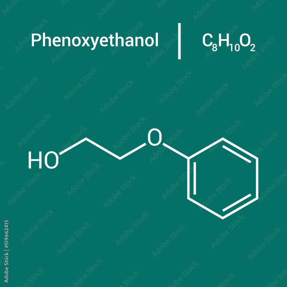 chemical structure of Phenoxyethanol (C8H10O2) Stock Vector | Adobe Stock