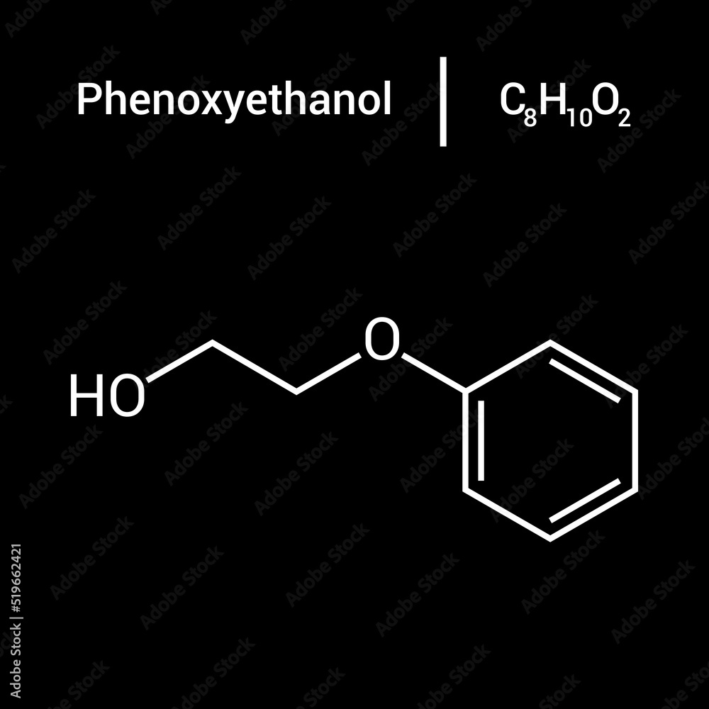 chemical structure of Phenoxyethanol (C8H10O2) Stock Vector | Adobe Stock