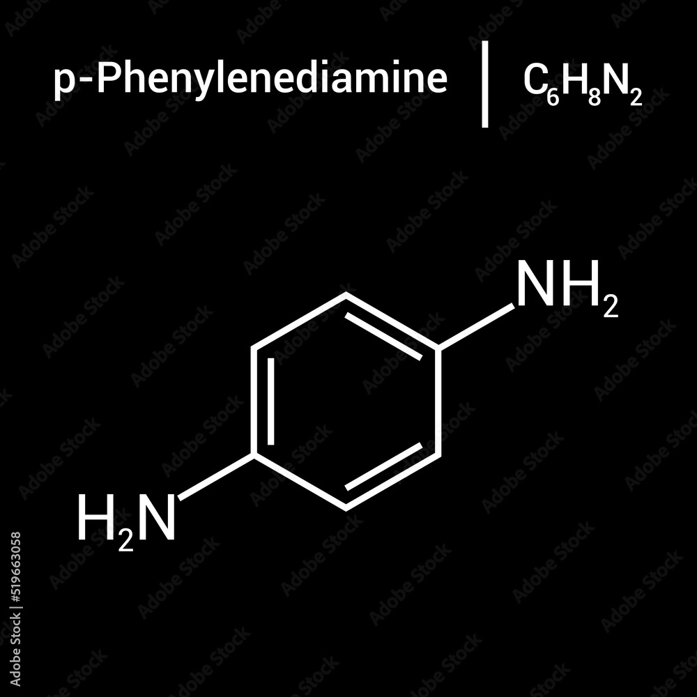 chemical structure of p-Phenylenediamine (C6H8N2) Stock Vector | Adobe ...