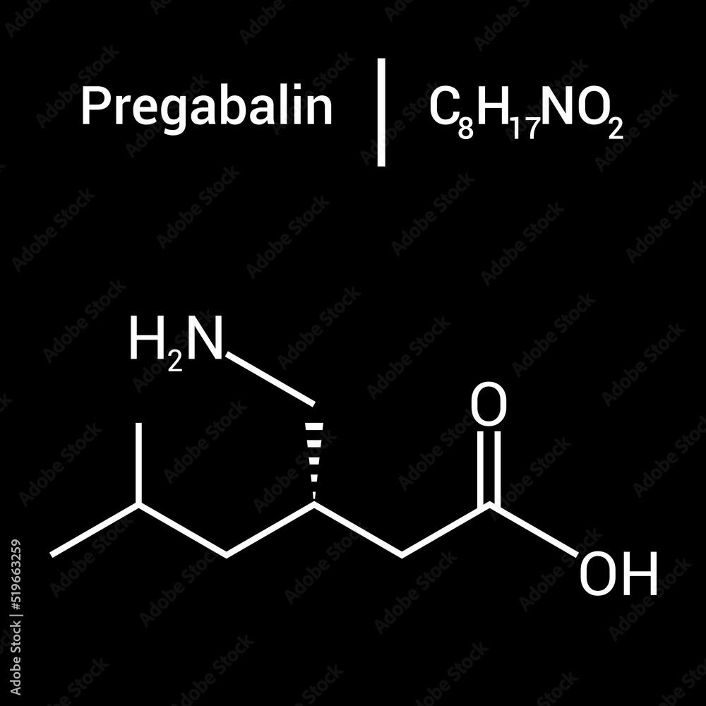 chemical structure of Pregabalin (C8H17NO2) Stock Vector | Adobe Stock