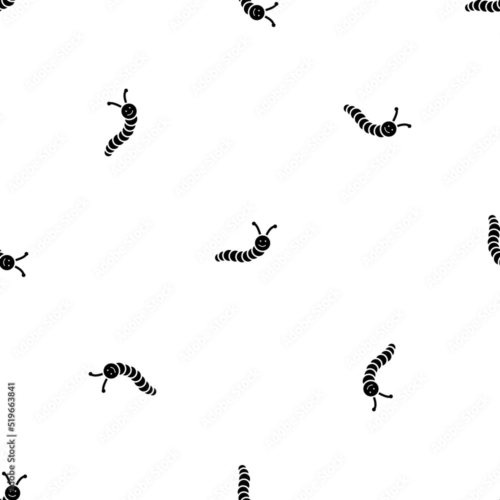 Seamless pattern of repeated black caterpillar symbols. Elements are ...