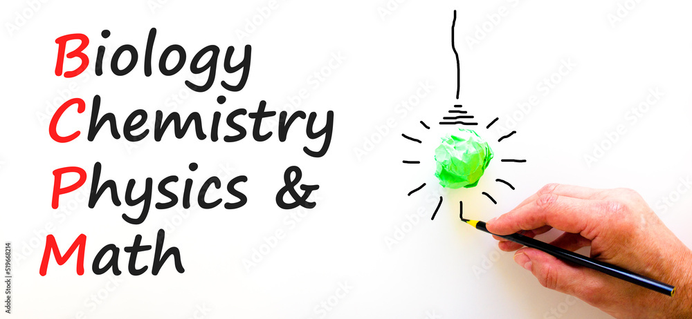 BCPM biology chemistry physics math symbol. Concept words BCPM biology ...