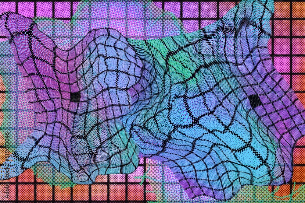 Abstract 3d Matrix Space Movement Grid In Motion Futuristic Concept