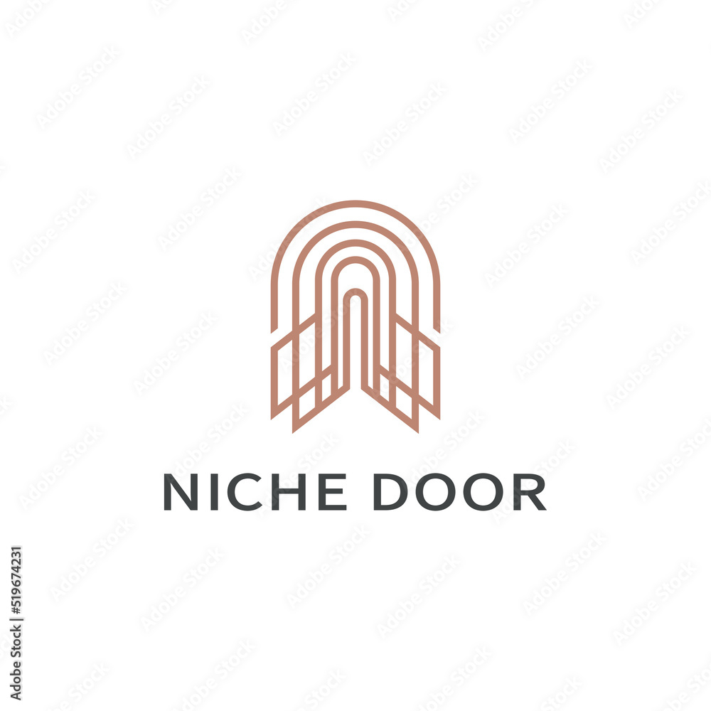 Niche door window with monoline style logo design illustration Stock ...