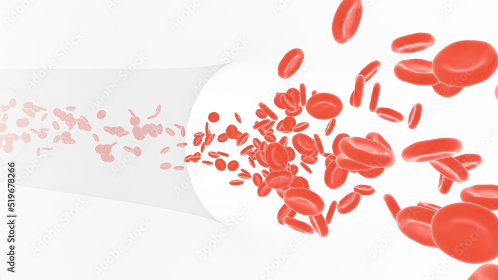 red blood cells 3d representation on white background, also called ...