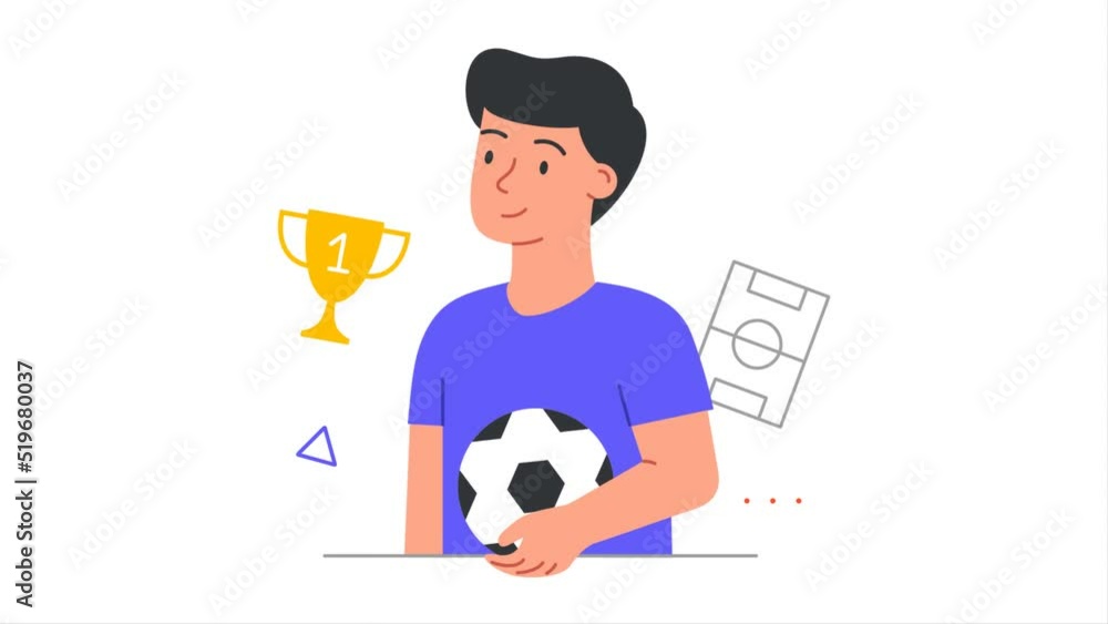 Different professions video concept. Moving male soccer player holding ...