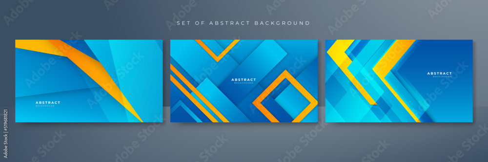 Set of blue and yellow abstract background Stock Vector | Adobe Stock