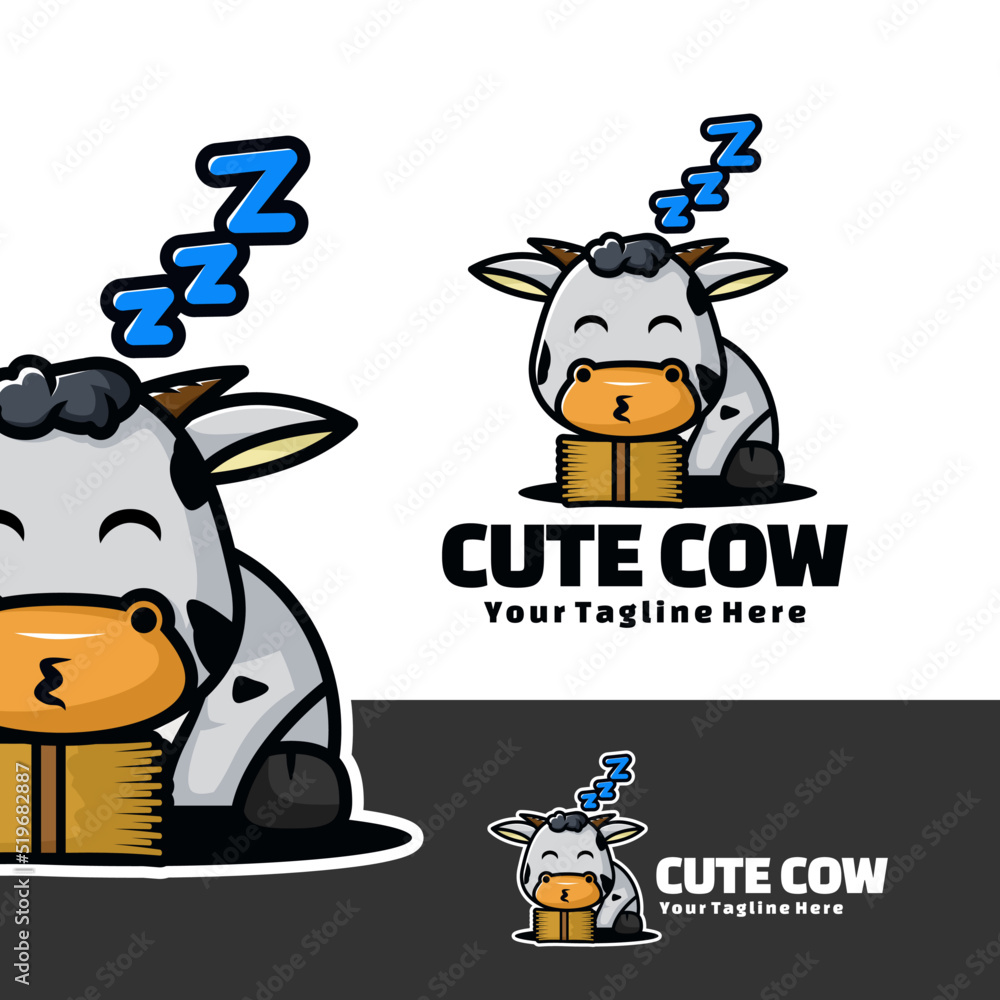 cute cow sleeping art illustration Stock Vector | Adobe Stock