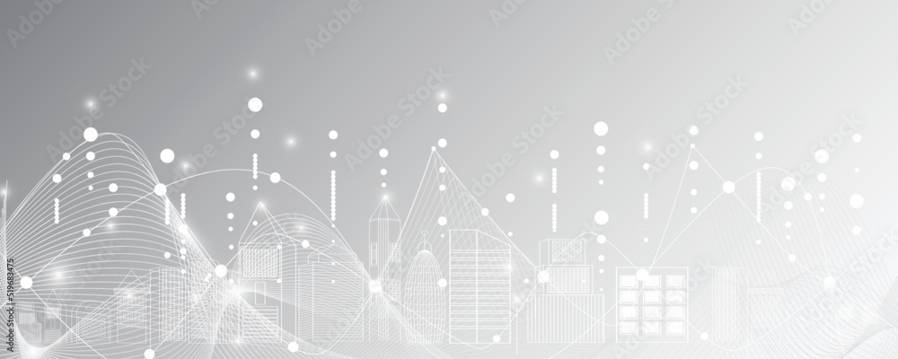Grey white Abstract technology background, Hi tech digital connect ...