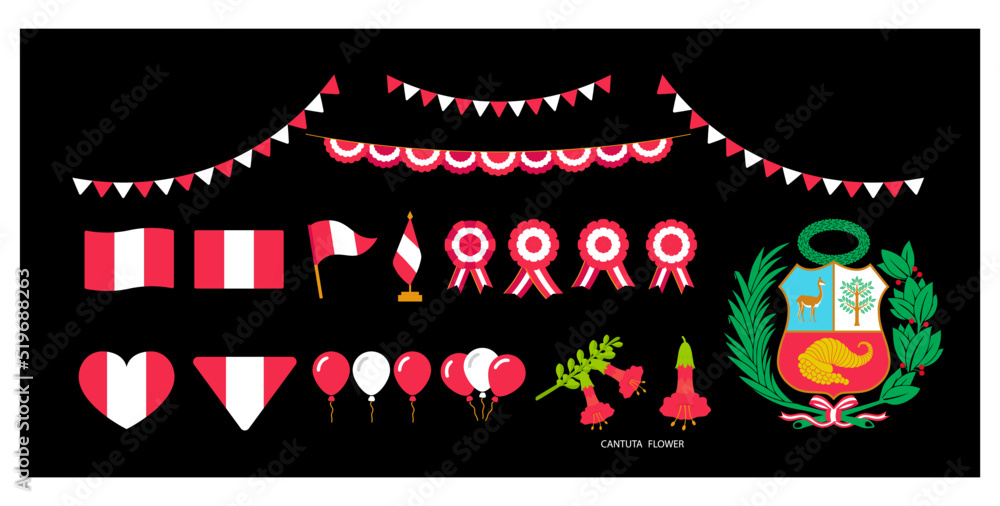 Naklejka vectores de fiestas patrias Perú, felices fiestas patrias ...