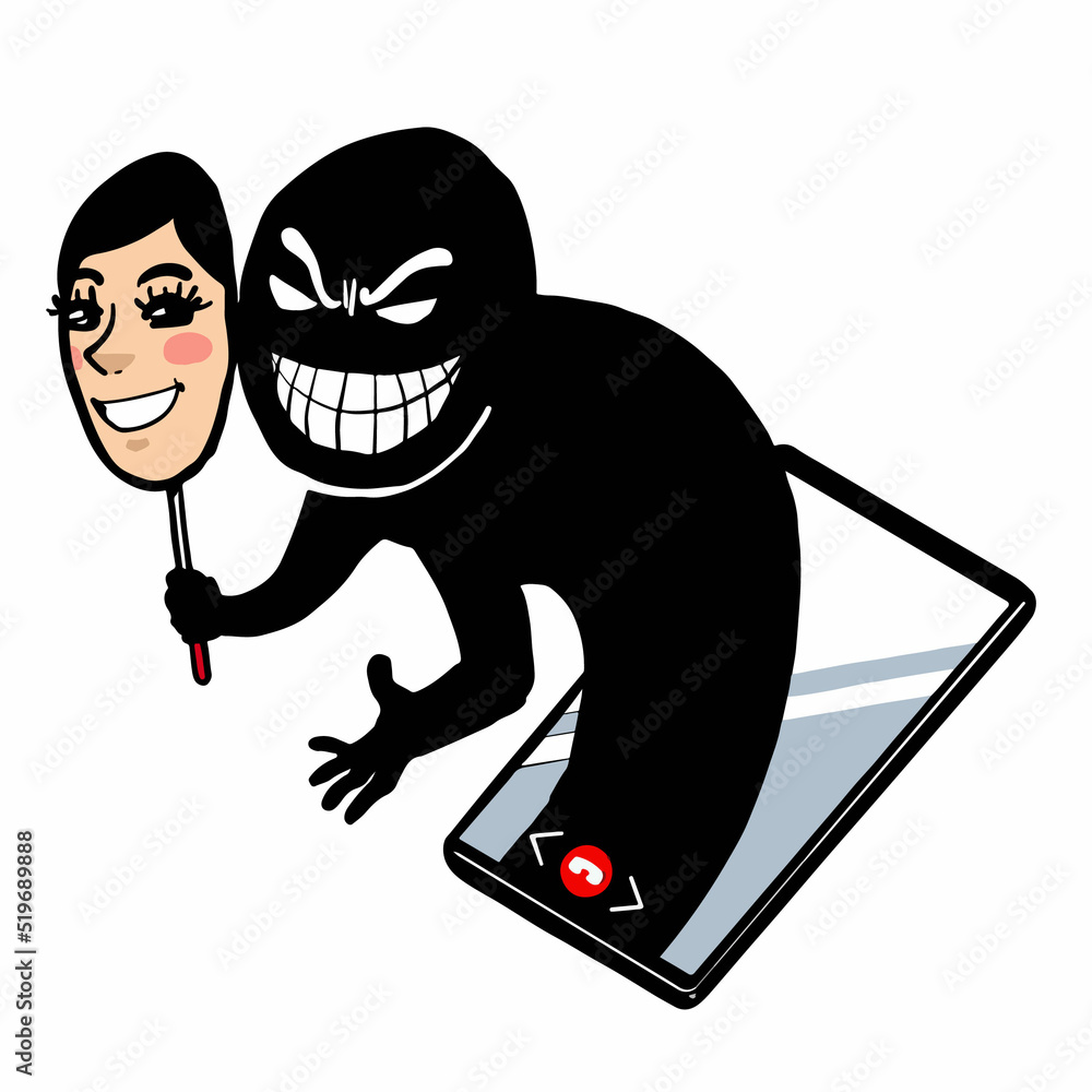 cartoon deception from various computer system scammers Stock ...