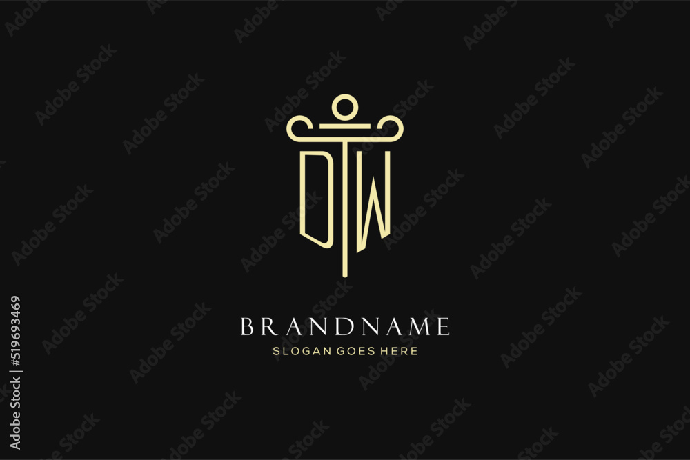 Luxury modern monogram DW logo for law firm with pillar icon design ...