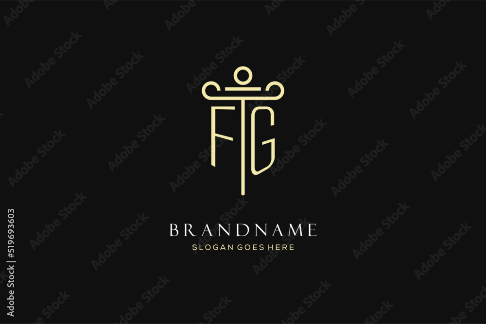 Luxury modern monogram FG logo for law firm with pillar icon design ...