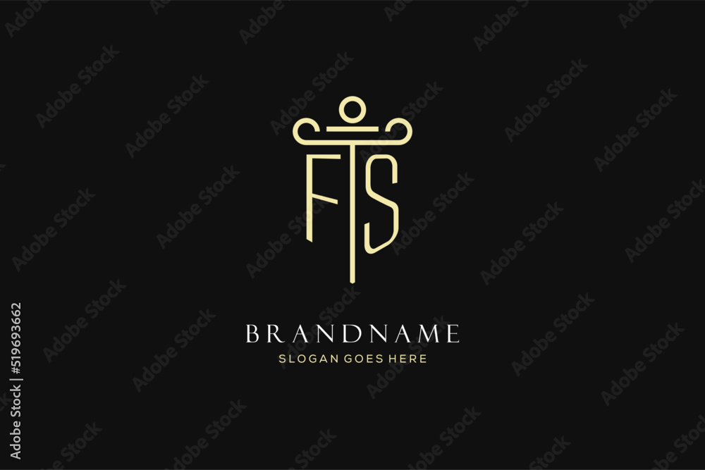 Luxury modern monogram FS logo for law firm with pillar icon design style Stock Vector | Adobe Stock