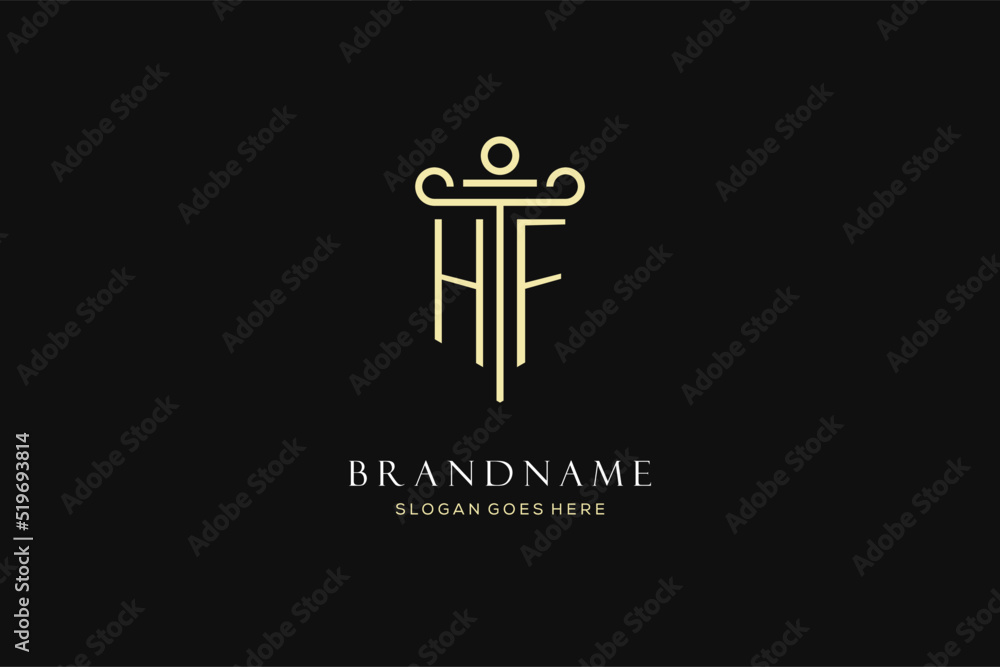 Luxury modern monogram HF logo for law firm with pillar icon design style Stock Vector | Adobe Stock