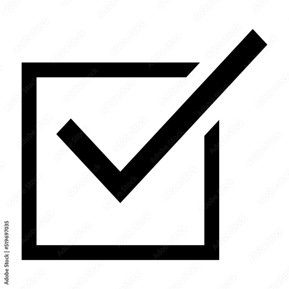Approved icon. Circle and square. Sticker with tick. Tick symbol in ...