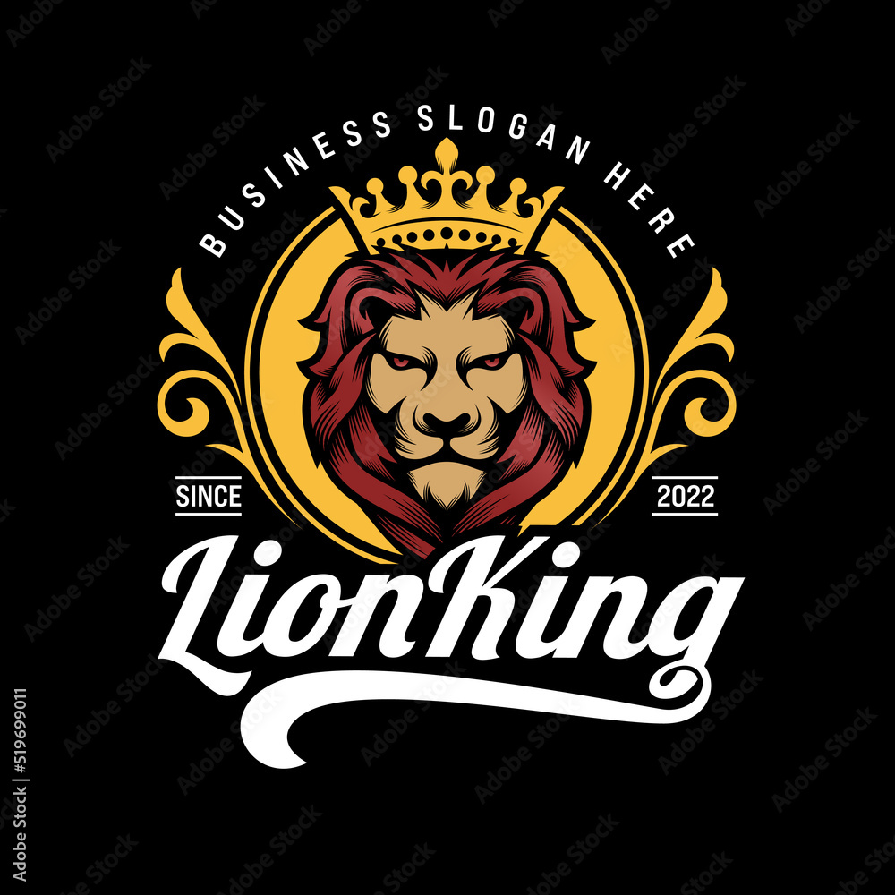 Royal king lion crown symbols. Elegant gold Leo animal logo. Premium ...