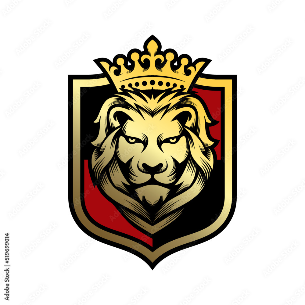 Royal king lion crown symbols. Elegant gold Leo animal logo. Premium ...