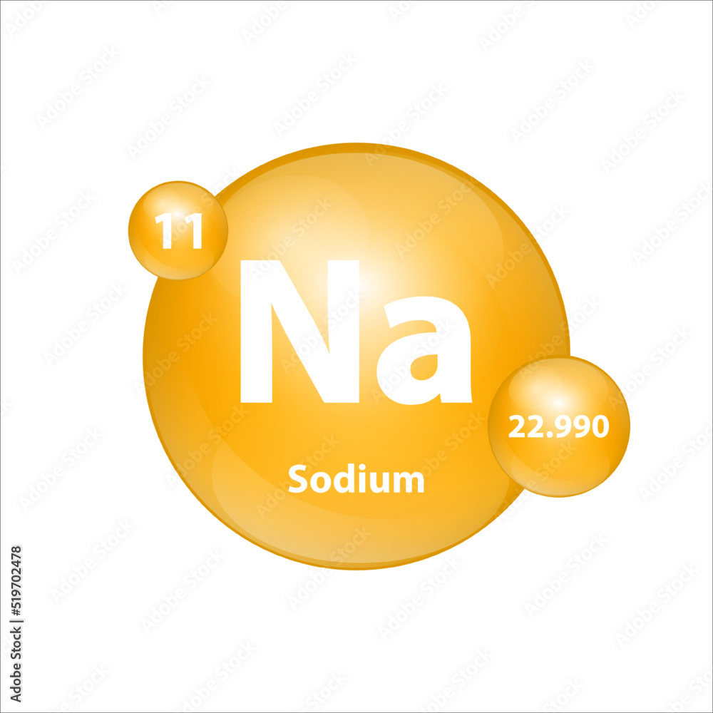 Sodium (Na) icon structure chemical element round shape circle green ...