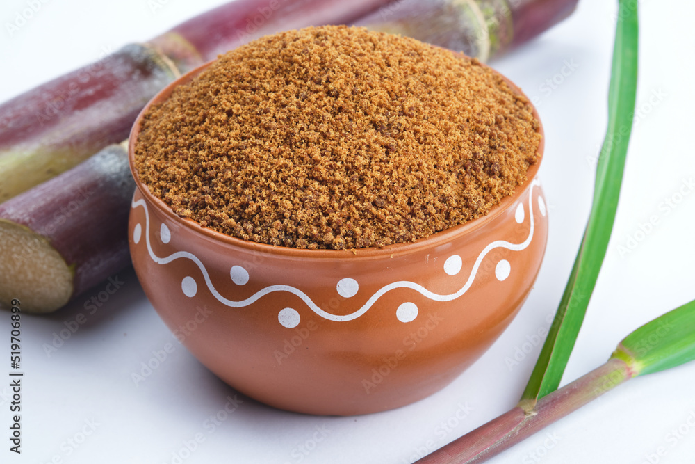 Stockfoto Organic Gur or Jaggery Powder, Jaggery is used as an ...