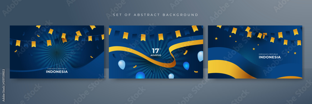 Happy Indonesia Independence day with blue yellow theme and Pancasila ...