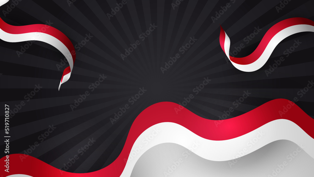 Naklejka Happy Indonesia Independence day with red white flag and ...