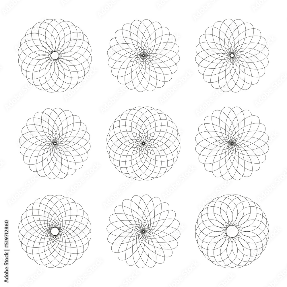 set of rosettes,vector background,design elements circle shapes Stock ...