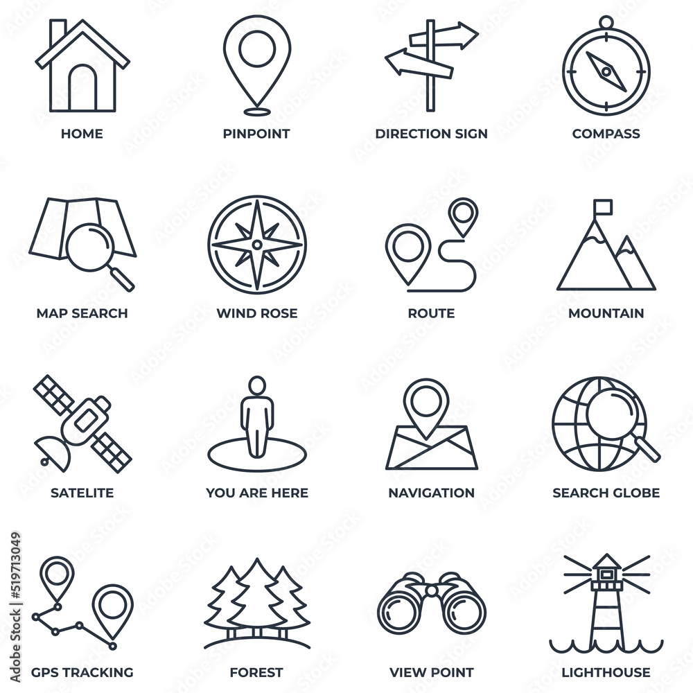 Set of Navigation location icon logo vector illustration. location pack ...