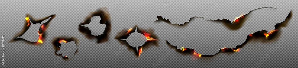 Best Burn paper holes and borders, burnt page with smoldering fire on ...