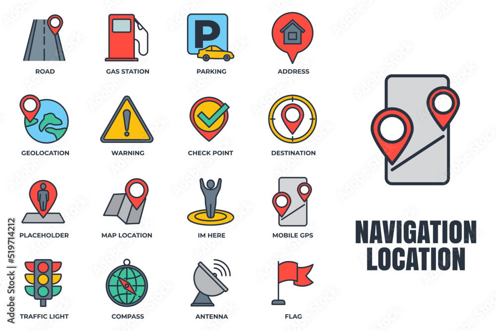 Set of Navigation location icon logo vector illustration. location pack ...