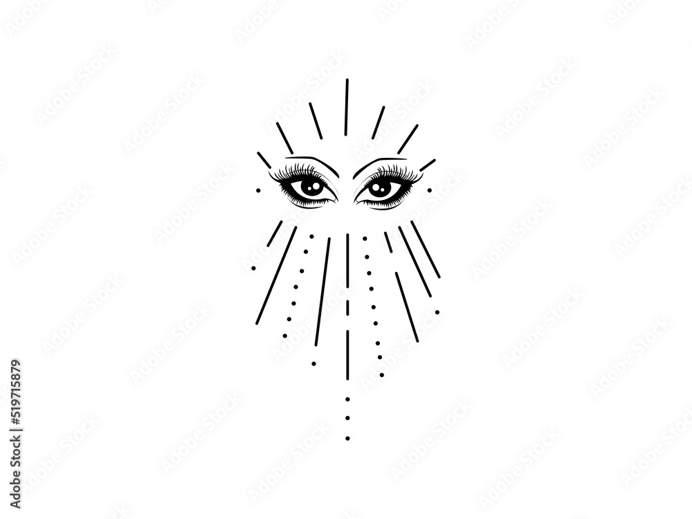 third eye icon vector illustration. evil eyes vision black line symbol ...