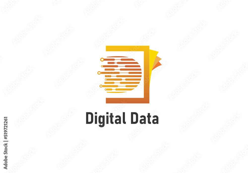 digital data logo design template, Symbol for digital technology ...