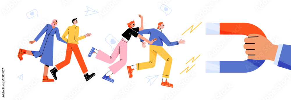 Attract and retention customers and loyalty clients concept. Vector ...