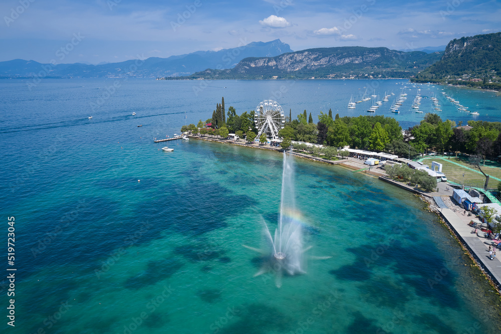 The famous Bardolino resort on Lake Garda, Italy. Panorama, aerial view ...