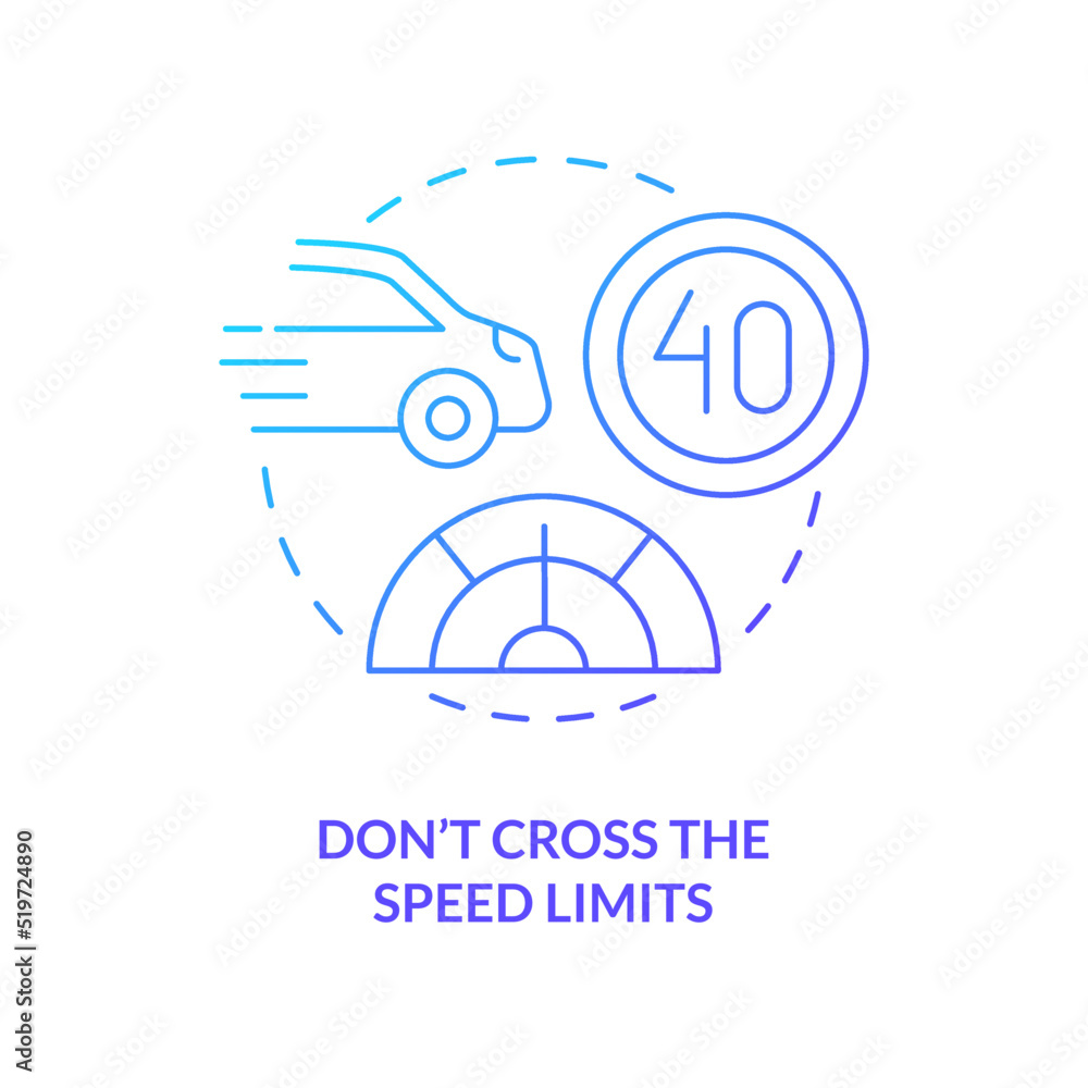 Do not cross speed limits blue gradient concept icon. Maximum speed ... Do not cross speed limits blue gradient concept icon. Maximum speed ...