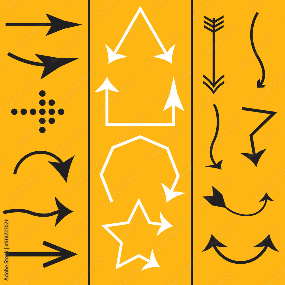 Arrows Pack Set of 16 Pointing direction arrows Design pack Stock ...