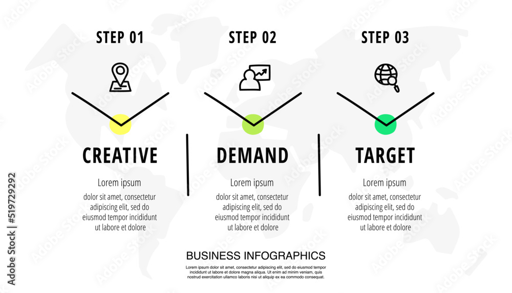 Infographic vector arrow design with 3 steps. Infographics for business ...