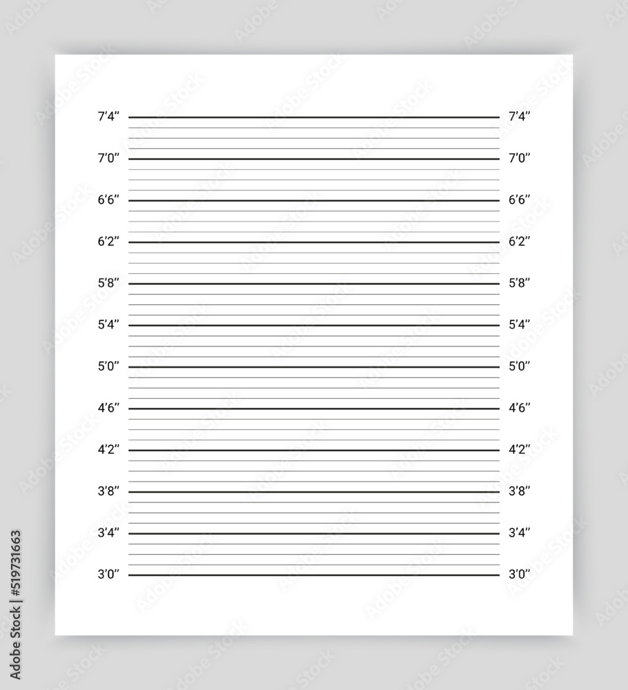 Wall measurements template for police wanted. Mugshot board. Mug shot ...