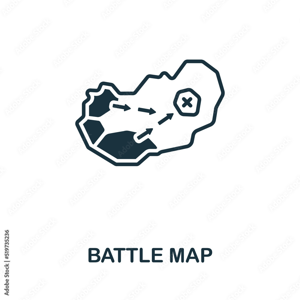 Battle Map icon. Monochrome simple line War icon for templates, web ...