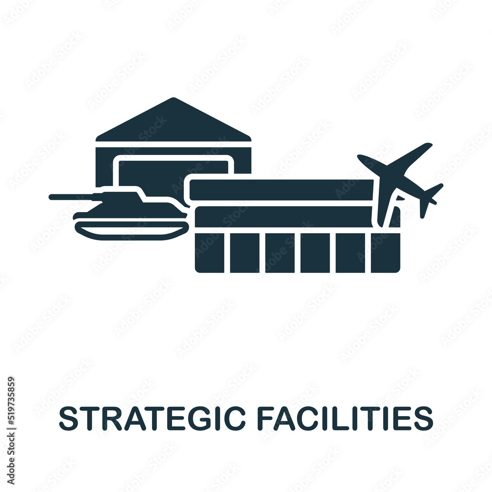 Strategic Facilities icon. Monochrome simple line War icon for ...